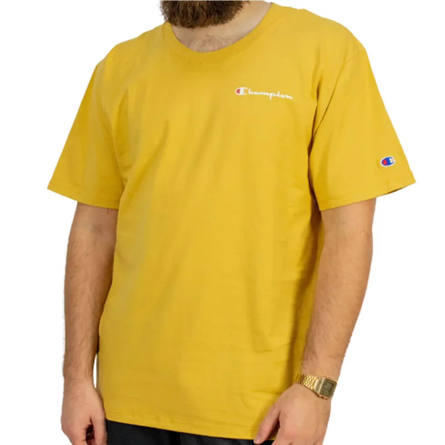 Camiseta Champion ATH Mini Script INK Fall Gold Amarelo